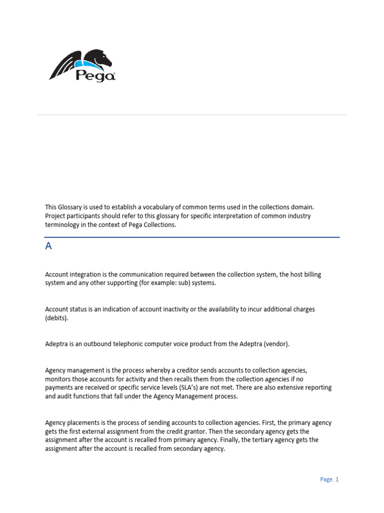 Debt Collection Terminology Glossary | PDF | Loans | Debt