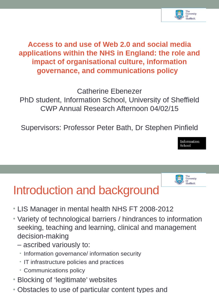 Access to and use of Web 2.0 and social media applications within the ...
