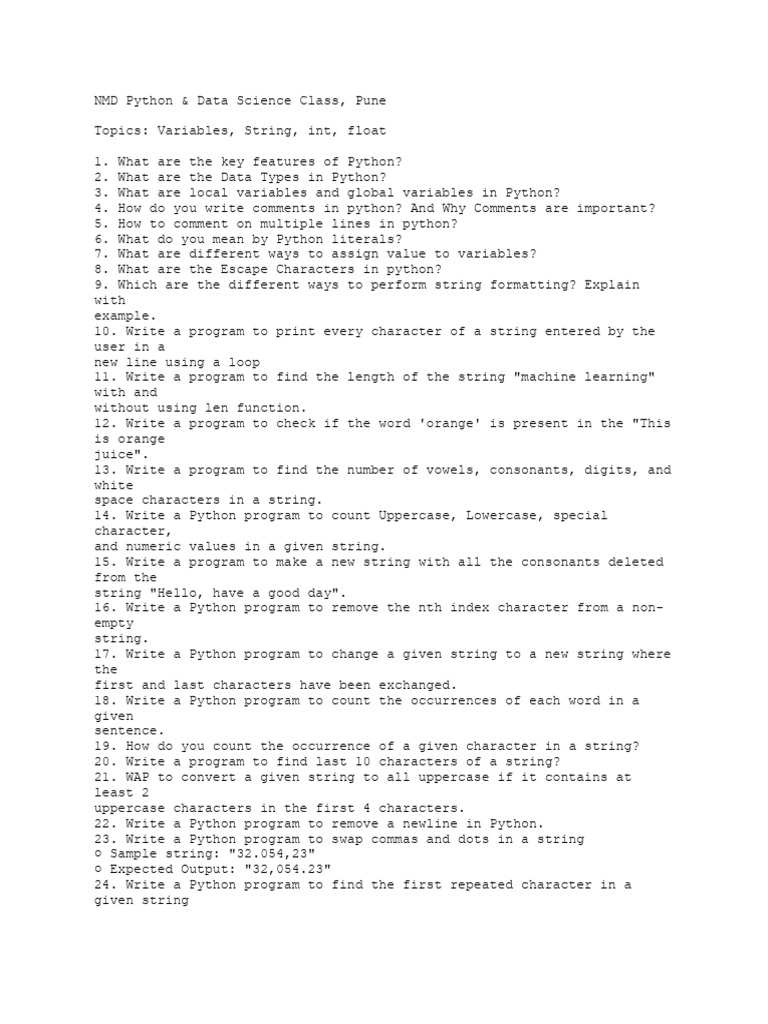 Assignment 1 Variables String Int Float Pdf String Computer Science Variable Computer