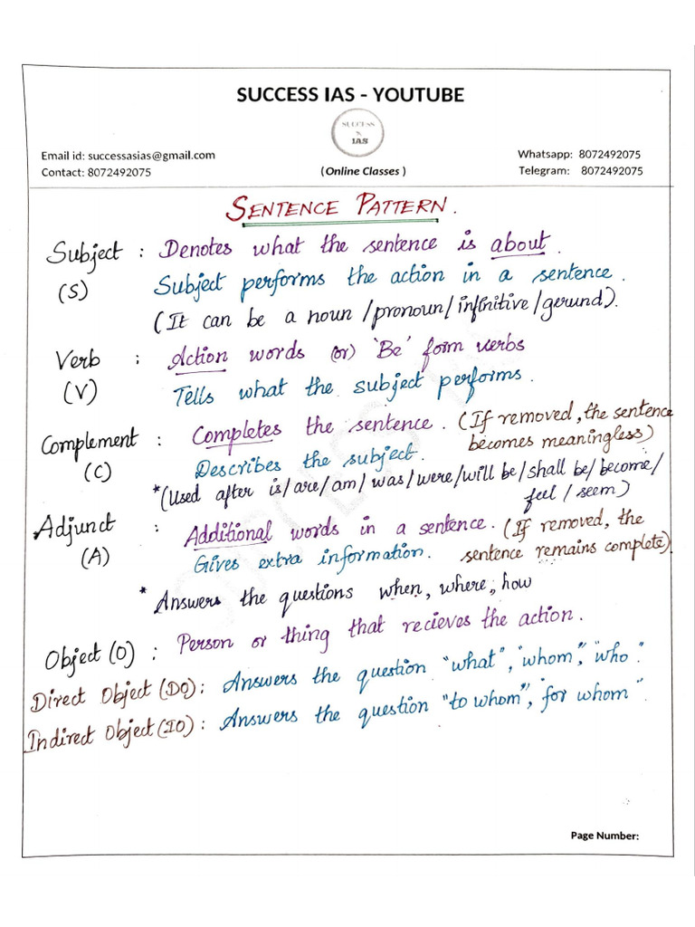 Sentence Pattern Answers | PDF