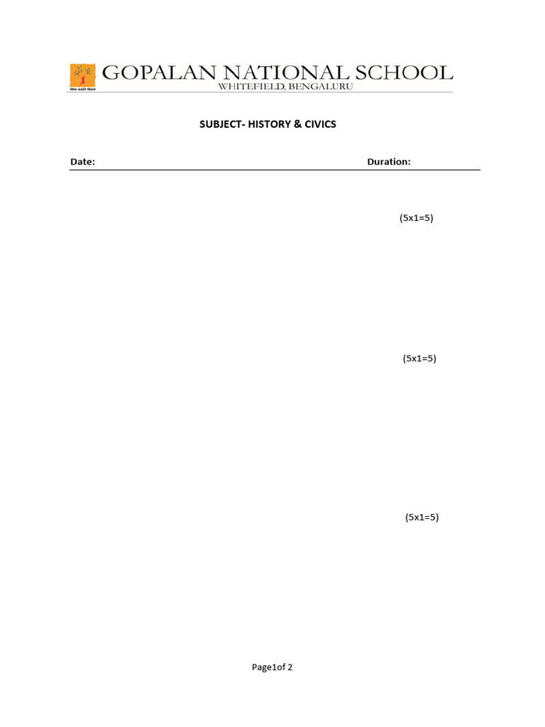 Class VII History & Civics Sample Paper | PDF | Abrahamic Religions