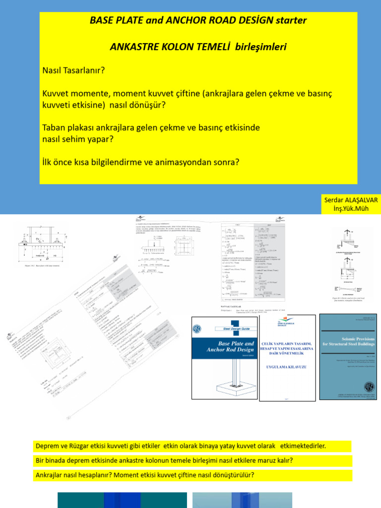 Ankastre Kolon Ayagi Base Plate and Anchor Rod Design | PDF