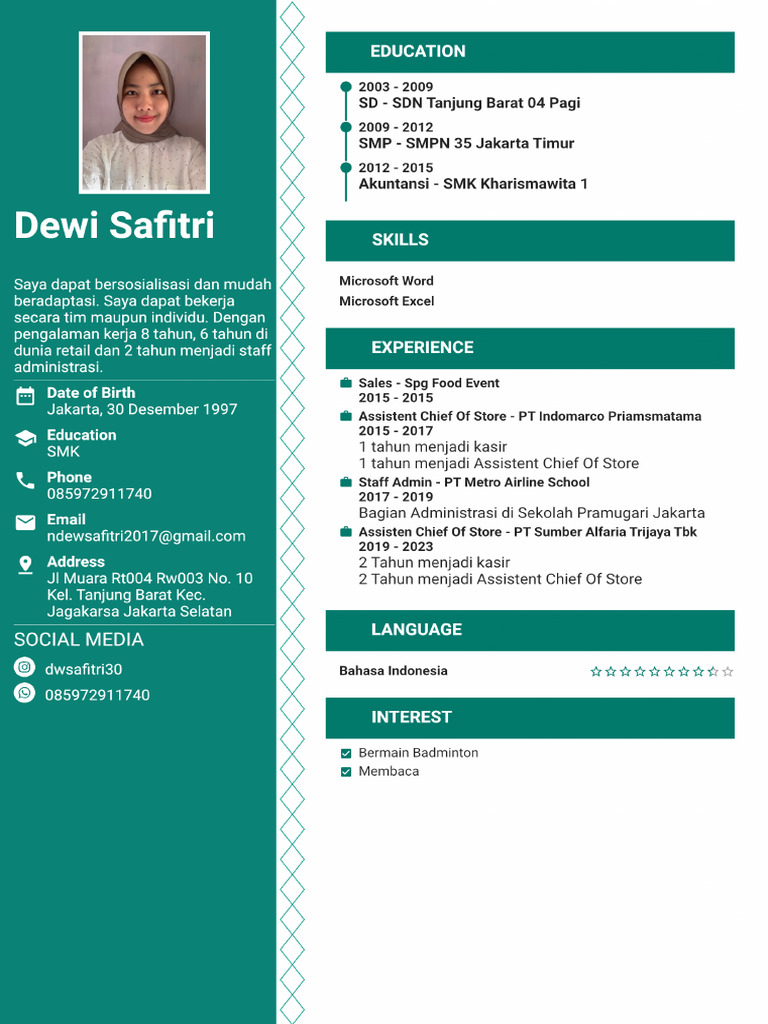 CV Dewi Safitri. | PDF