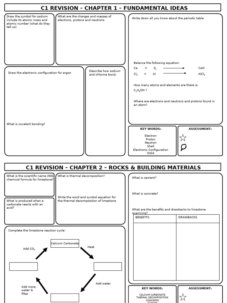 C1 Revision Sheets | PDF | Calcium | Earth