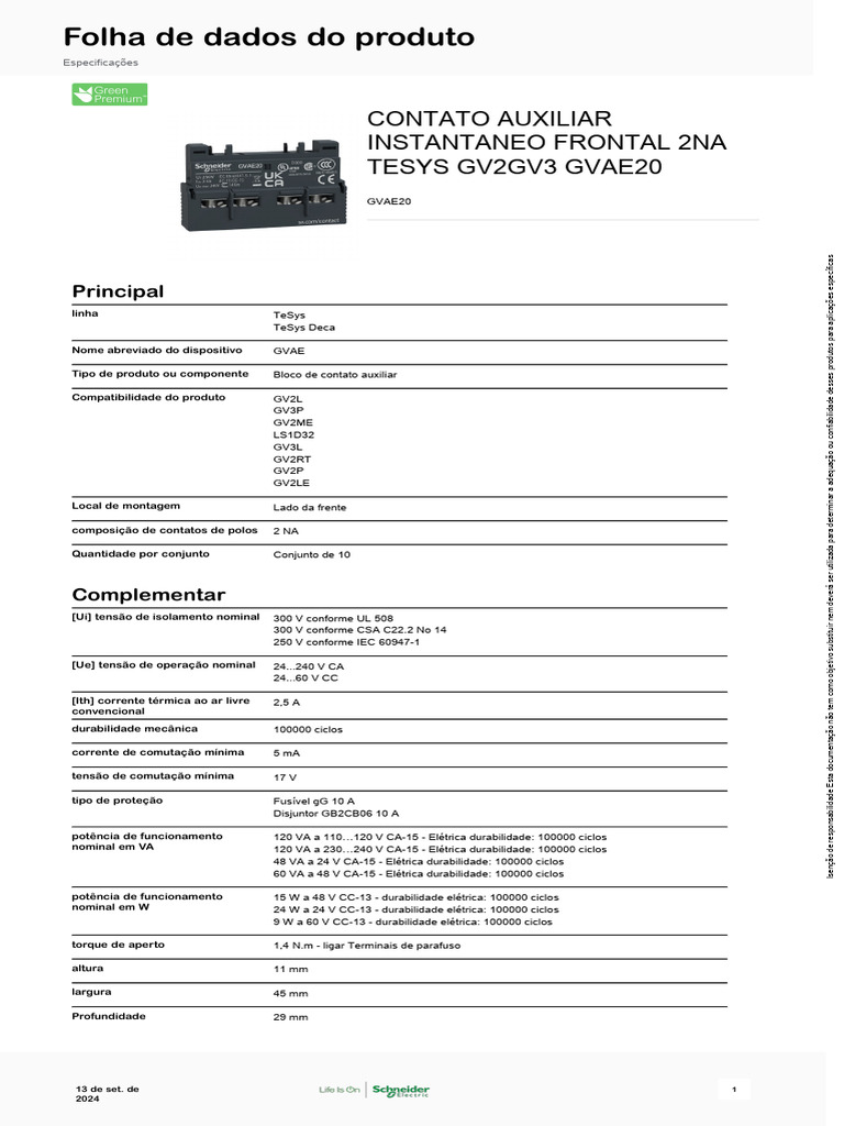 Schneider Electric - Disjuntor-Motor-Tesys-Deca - GVAE20 | PDF ...