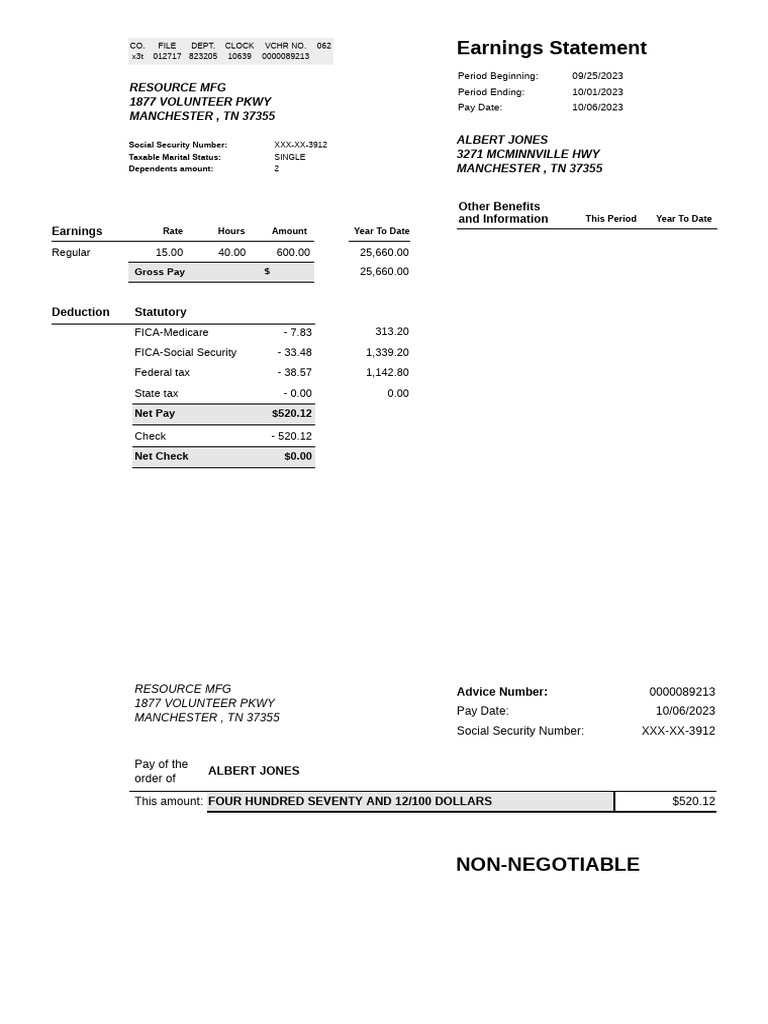 Albert Paystub | PDF