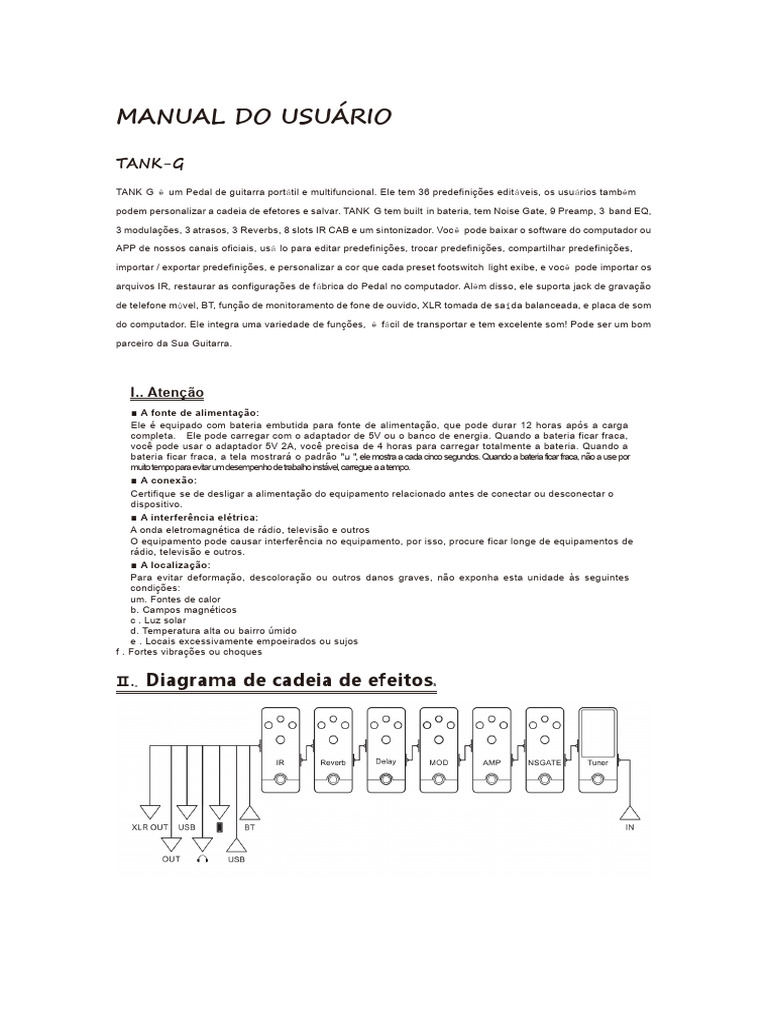 TANK-G-Manual Portugues Brasil by Nego Guitar | PDF | USB | Fonte de energia