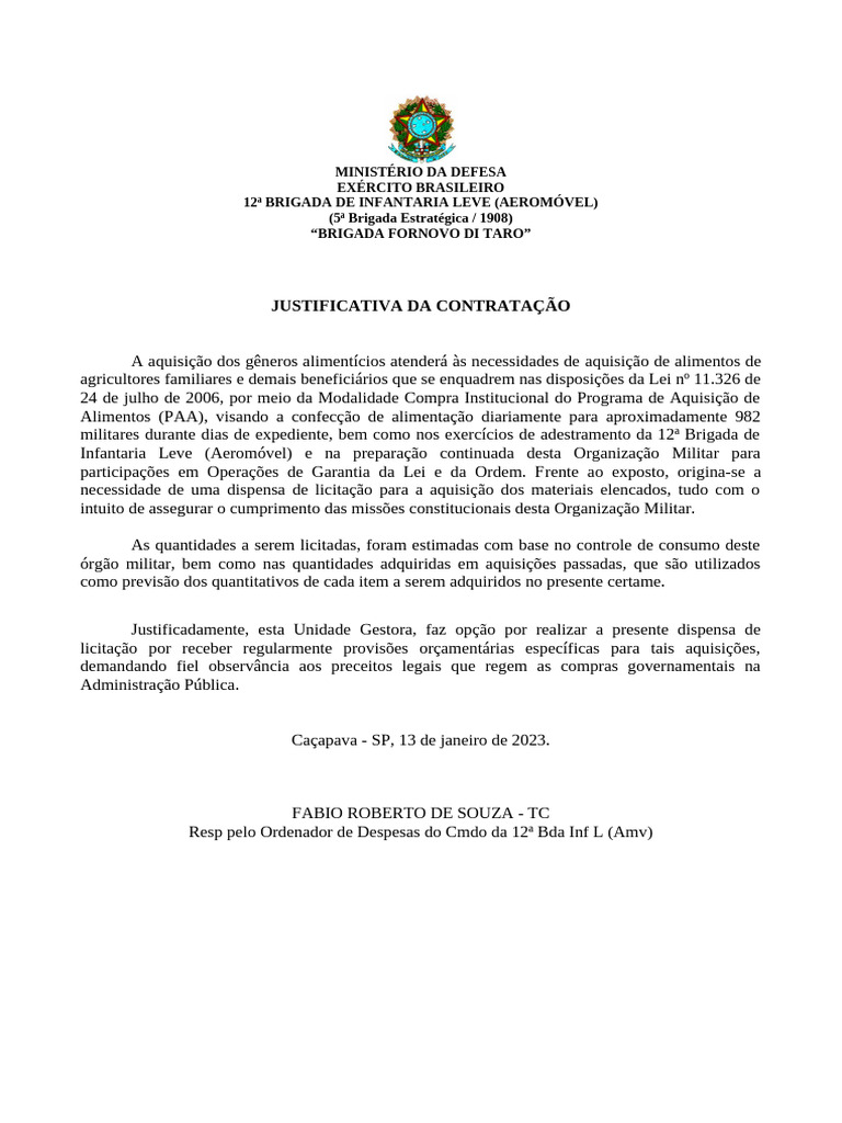 04 - Justificativa PAA 2023 | PDF