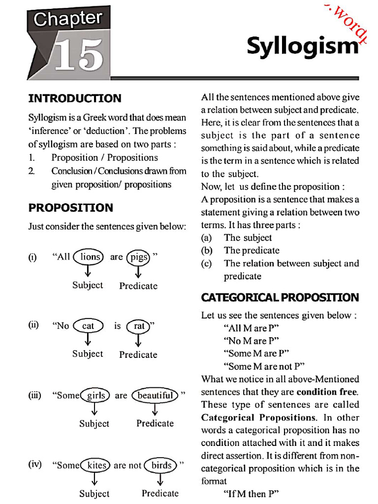 Syllogism - Reasoning Theory Notes | PDF