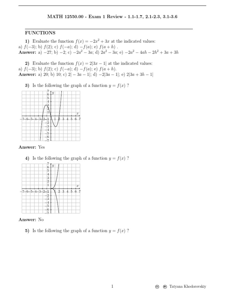 MATH 125 Exam 1 Review Guide | PDF | Quadratic Equation | Zero Of A ...