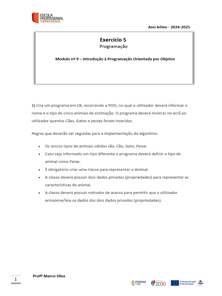 Exercício 5 2º Gpsi Programacao m9 | PDF