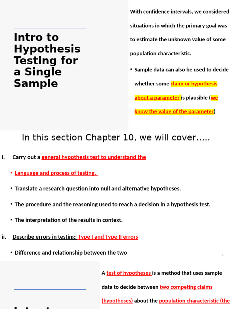 Hypothesis Testing For A Single Sample | PDF | Statistical Hypothesis ... Hypothesis Testing For A Single Sample | PDF | Statistical Hypothesis ...