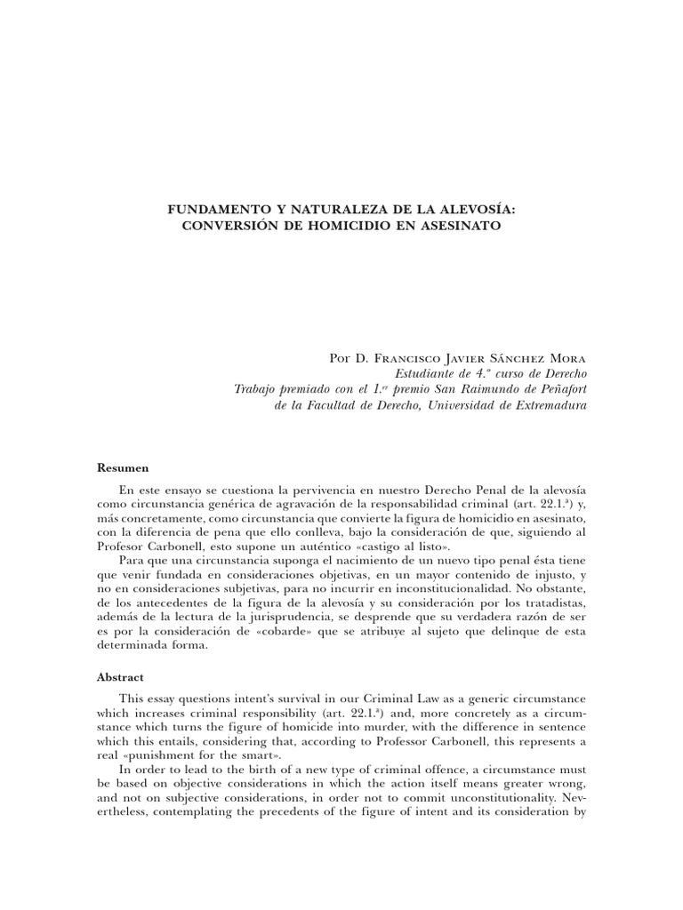 Artículo Sobre Alevosía - 0213-988X - 28 - 281 | PDF | Asesinato ...