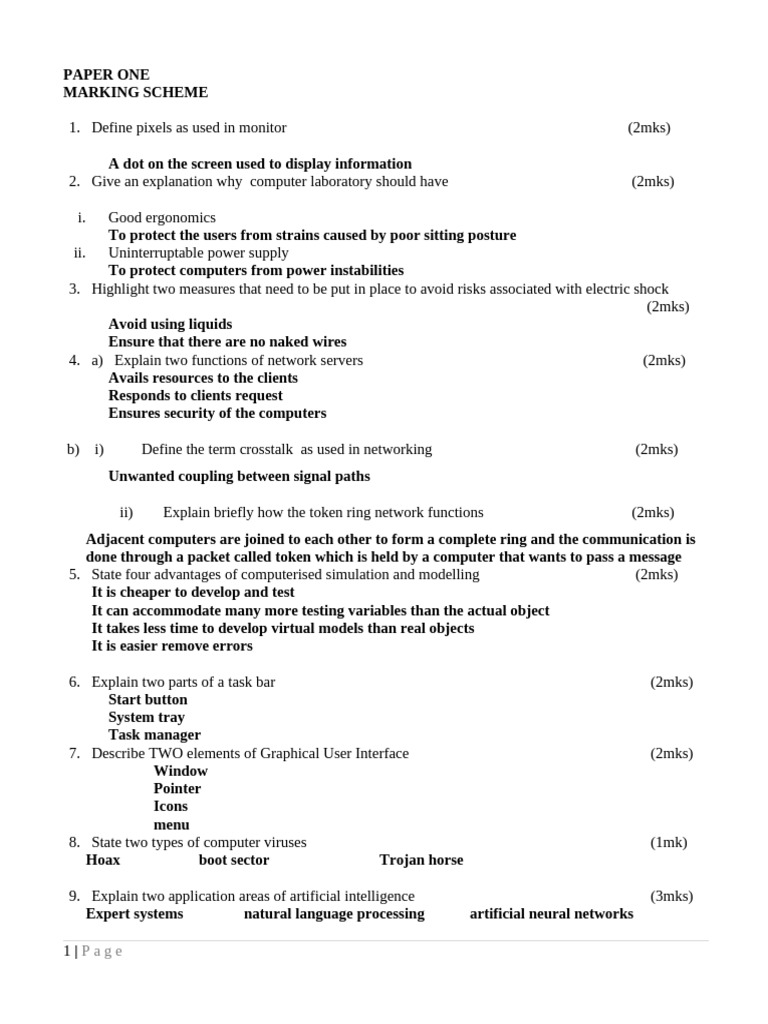 Computer Paper 1 Ms | PDF | Databases | Computer Engineering