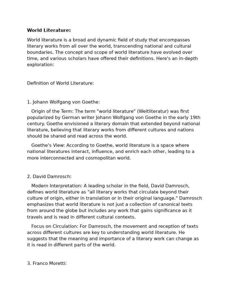 Document World Literature | PDF
