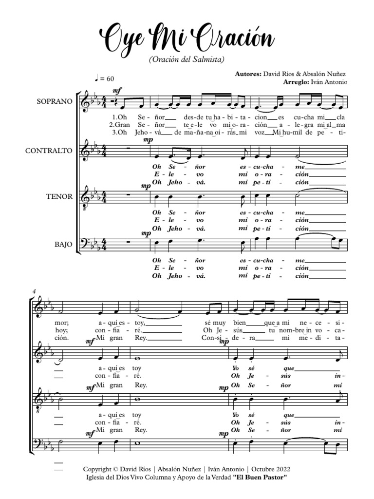 Oye Mi Oracion_partitura | PDF