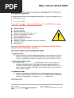 Head Injury Advice Sheet - Children | PDF