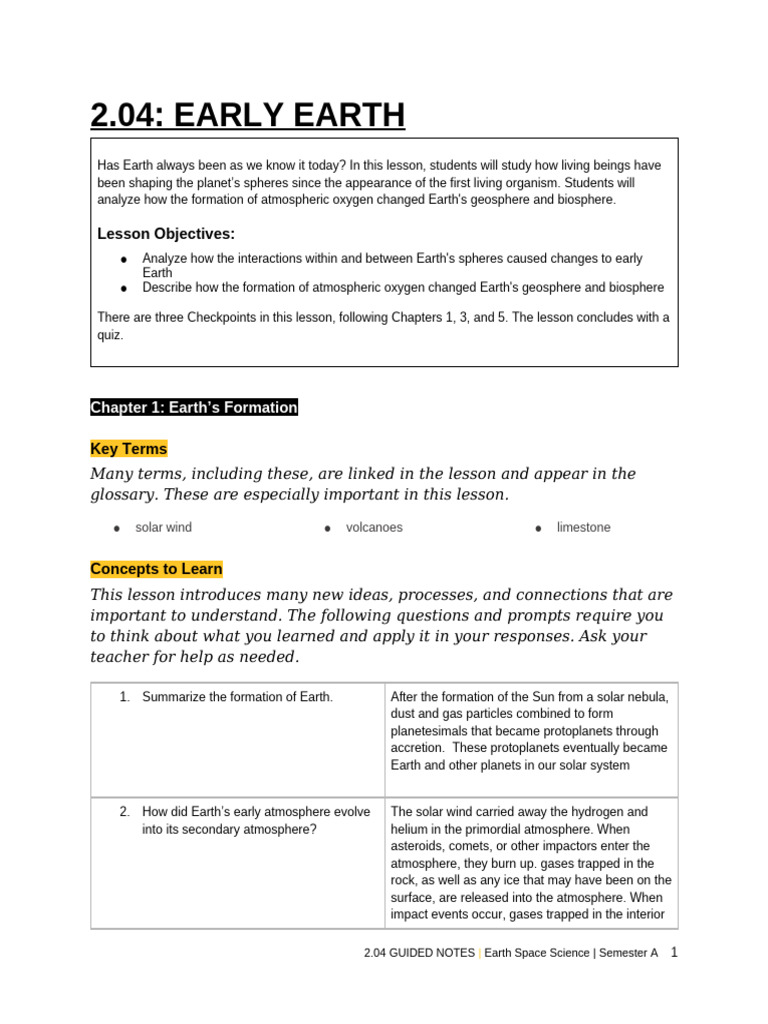 Cópia de ESS 2.04 Guided Notes | PDF | Earth | Earth Sciences