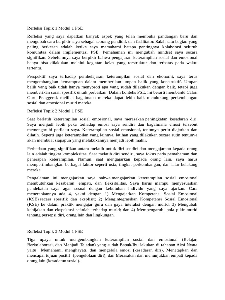 Refleksi Topik 1 Modul 1 SML | PDF