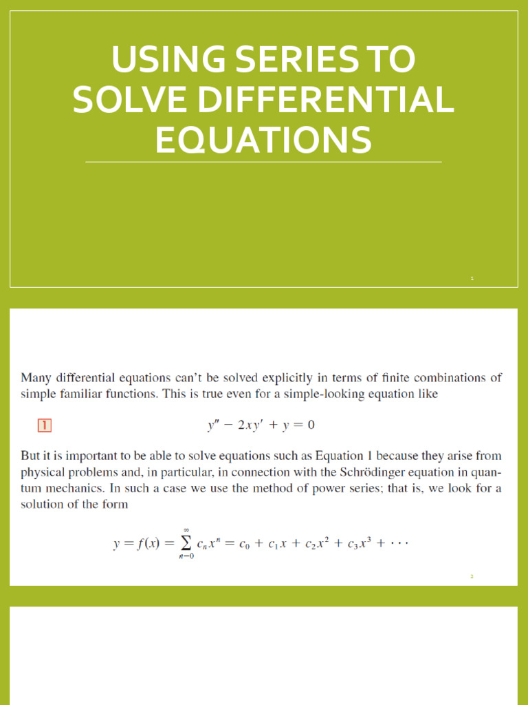Using Series to Solve Differential Equations | PDF