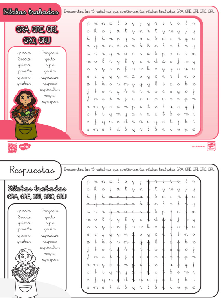 Palabras con Sílabas Trabadas GRA-GRU | PDF