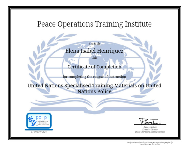 UN Police Training Completion | PDF