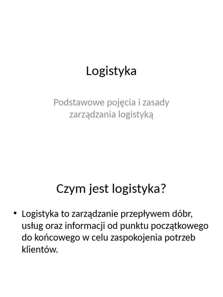 Logistyka Prezentacja | PDF