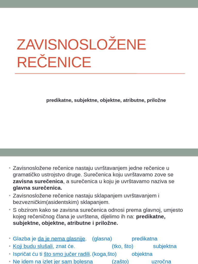 Zavisnosložene Rečenice | PDF
