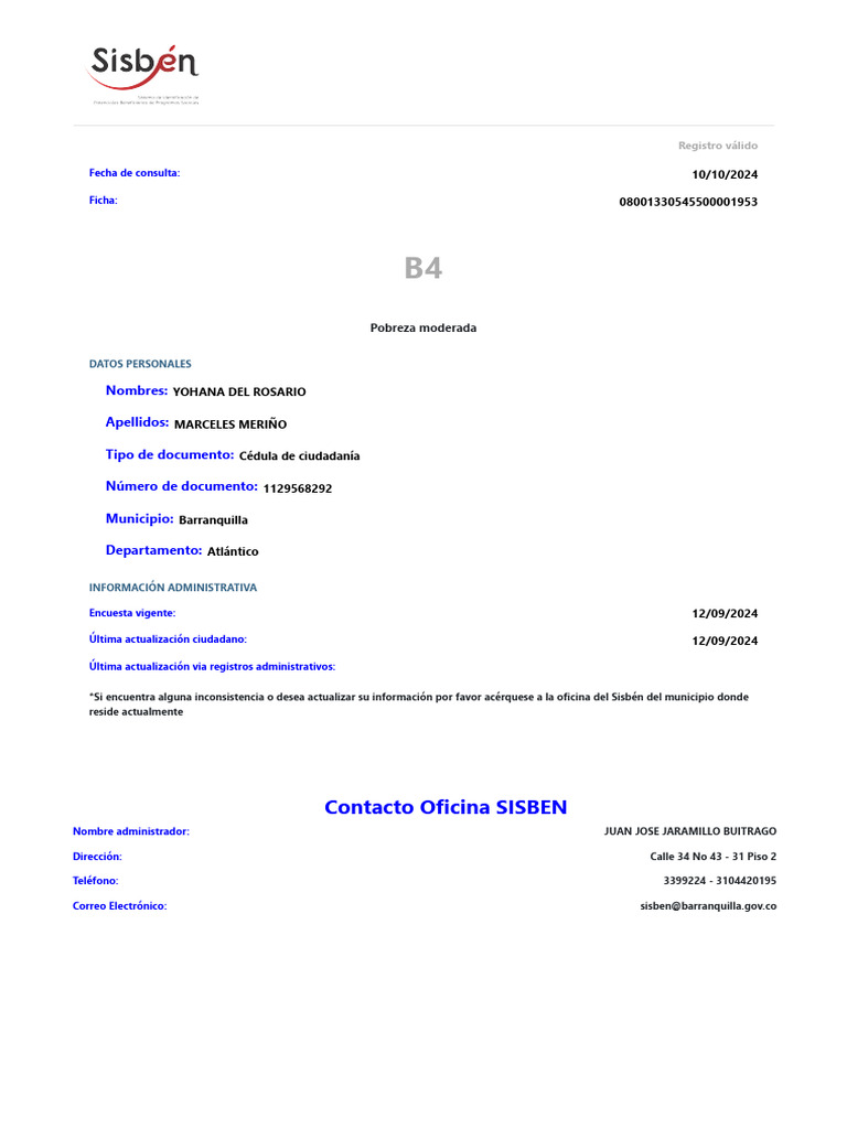 Sisbén IV | PDF