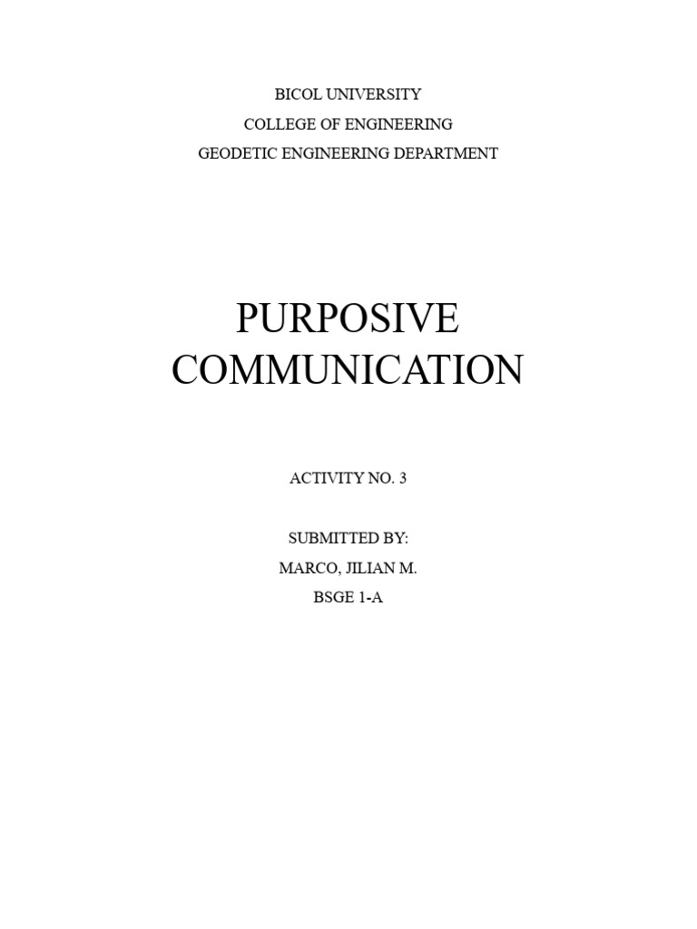 Marco Jilian M. Bsge 1 A Purposive Communication | PDF | Language Arts & Discipline | Lifestyle
