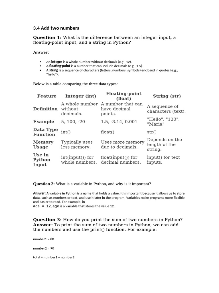 3.4 Question and Answers (OXFORD!!!) | PDF | Integer (Computer Science ...