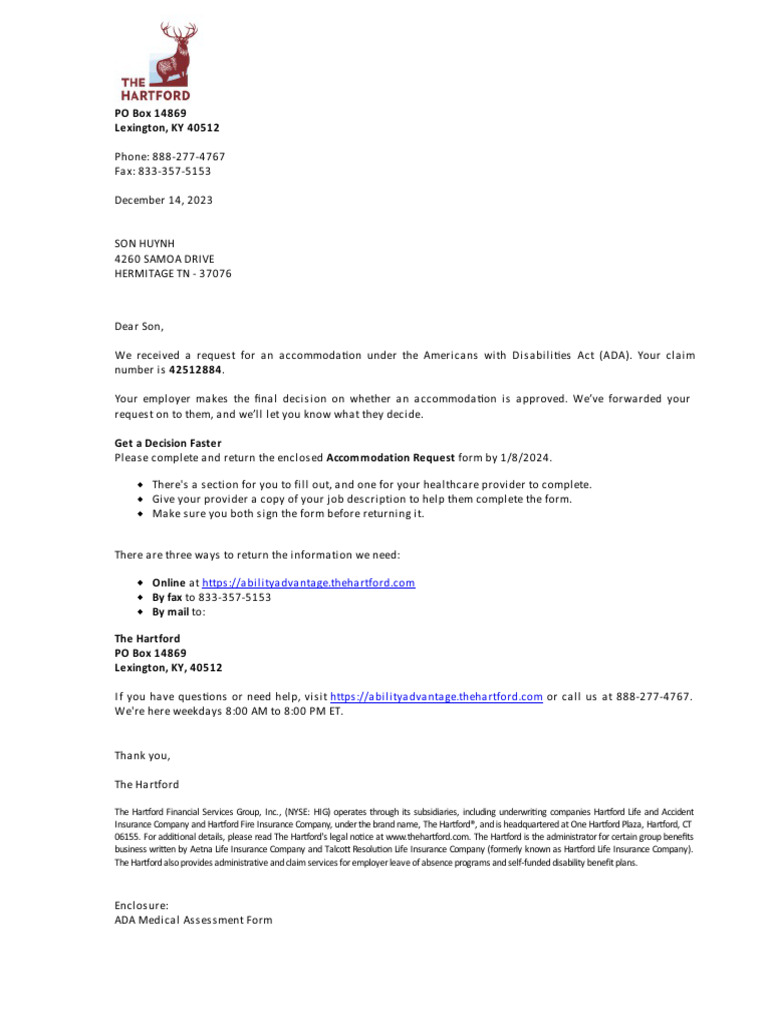 ADA Medical Assessment Form | PDF