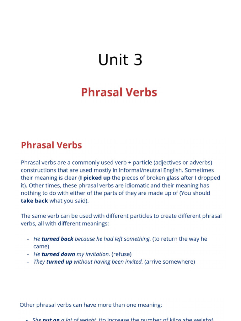 Extra Unit 3 Phrasal Verbs | PDF