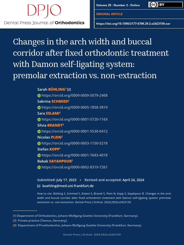 Changes in The Arch Width and Buccal Corridor After Fixed Orthodontic ...