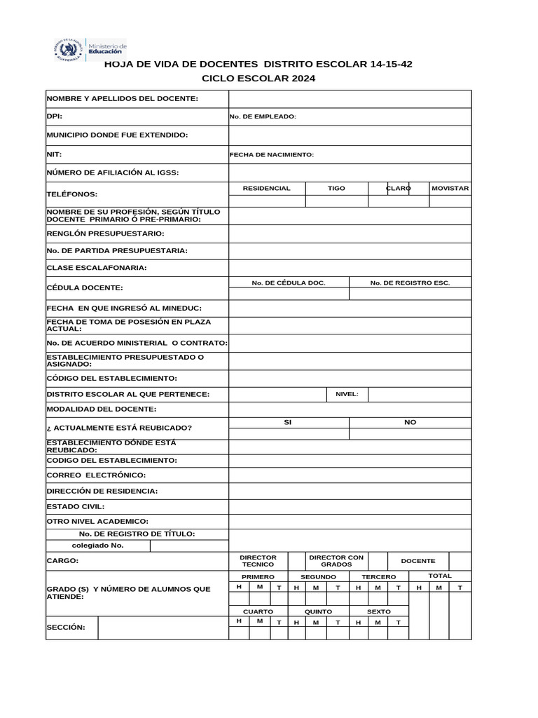 Hoja de Vida Docentes 2024 | PDF