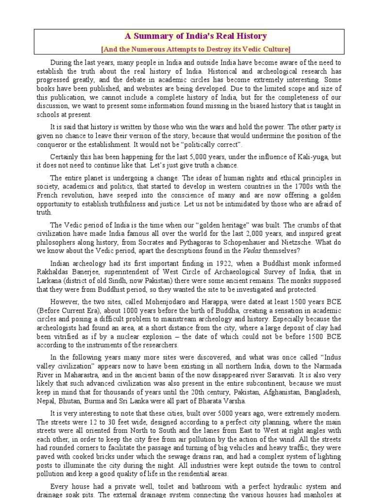 A Summary of India's Real History | PDF | Ashoka | Bhakti Movement