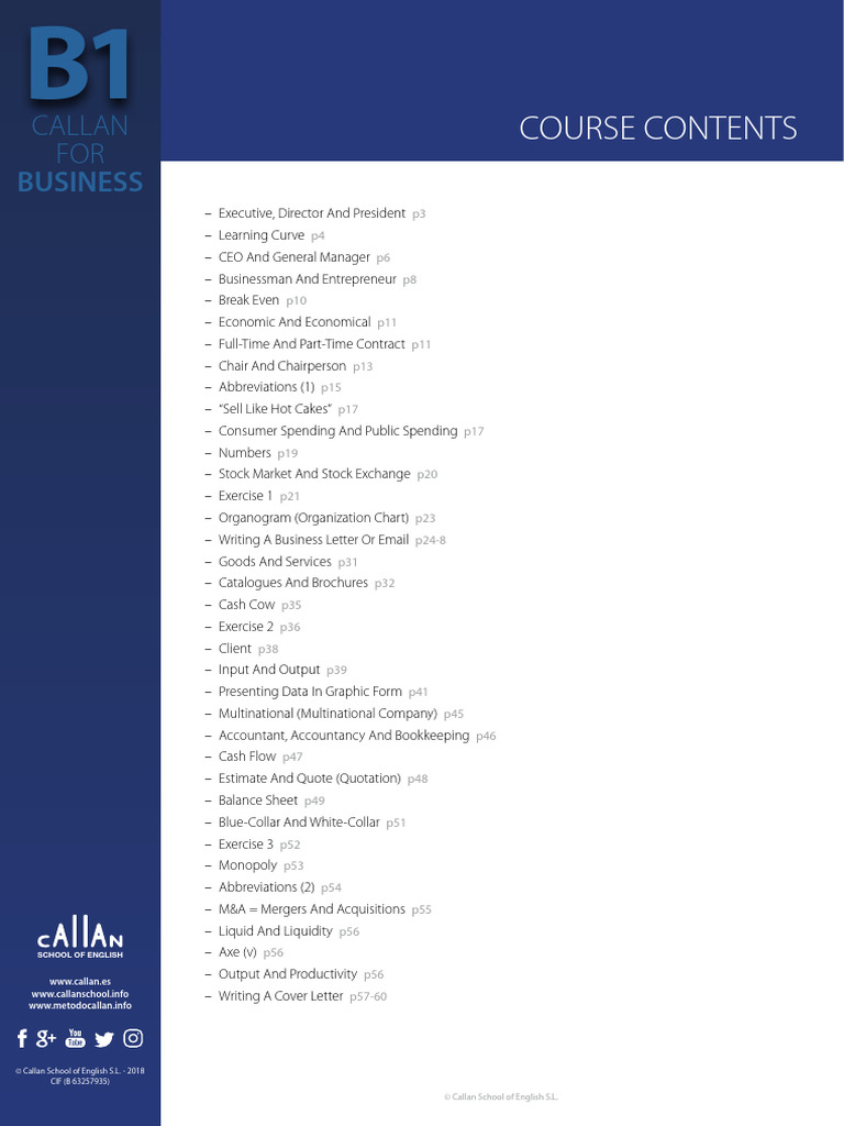 Callan Business English Course Outline | PDF | Economies | Business ...