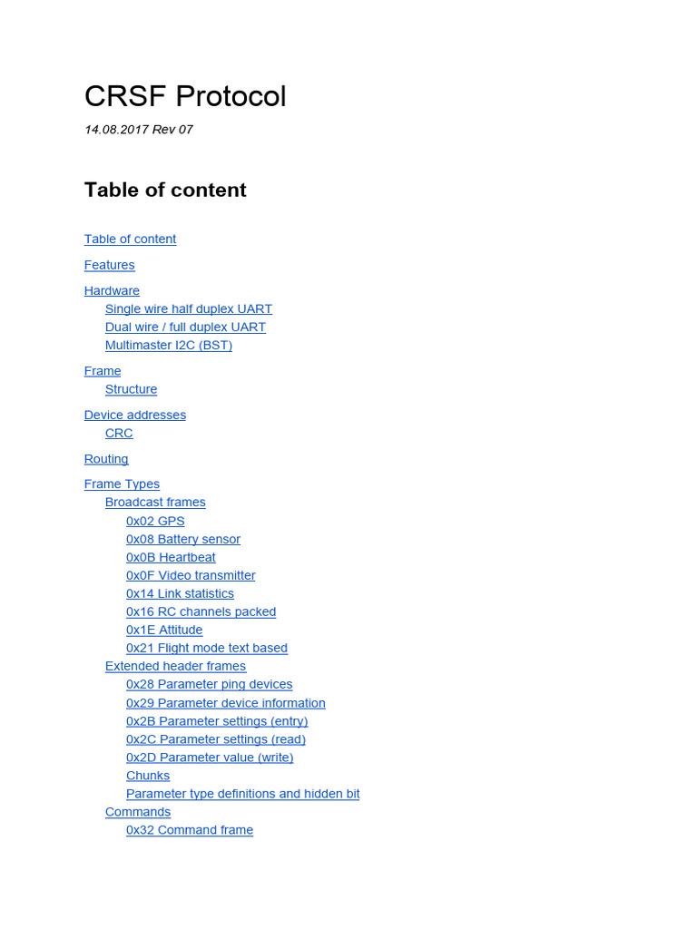 CRSF-Rev07 | PDF | Parameter (Computer Programming) | Duplex (Telecommunications)