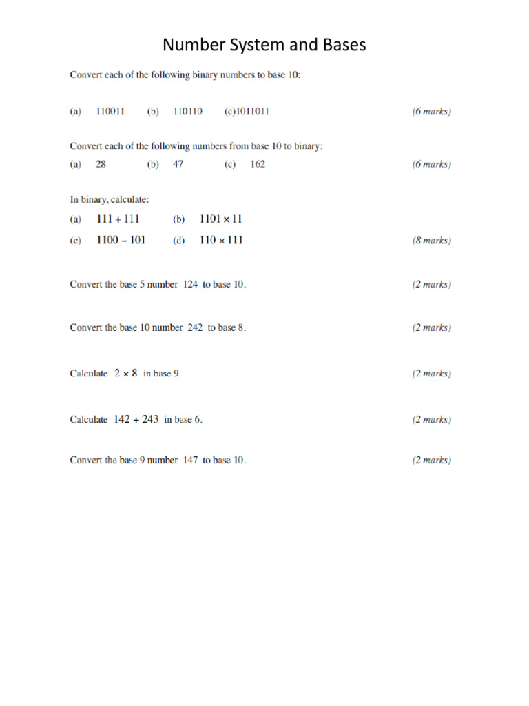 Number System and Bases | PDF