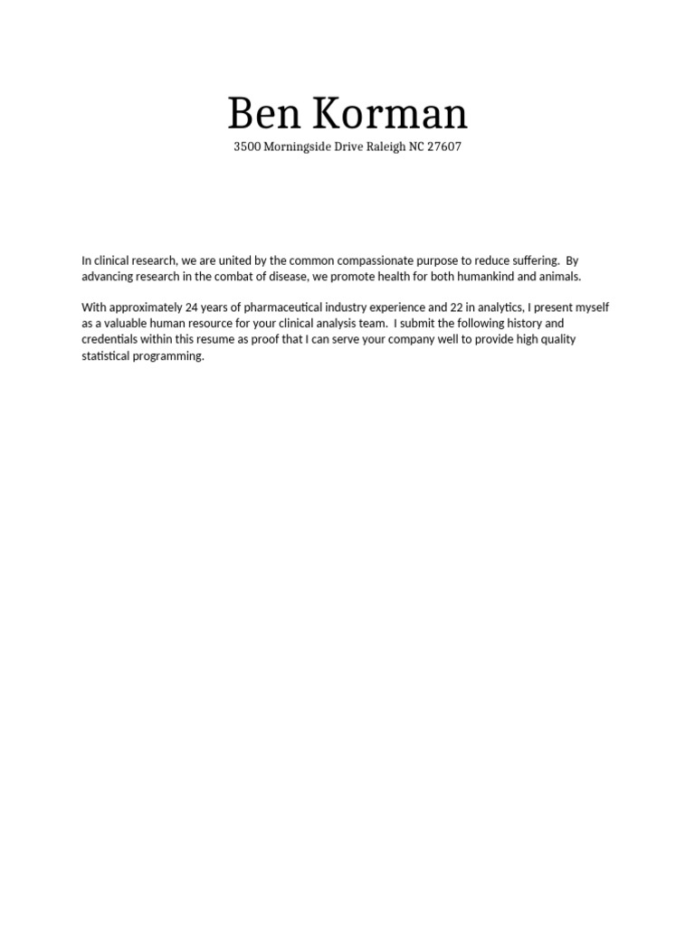 Ben Korman | PDF | Databases | Phases Of Clinical Research