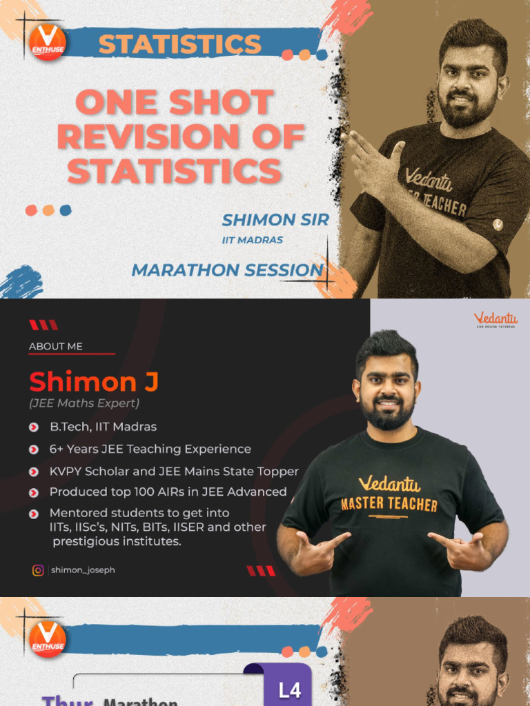 JEE Main Statistics Revision Guide | PDF | Variance | Mean