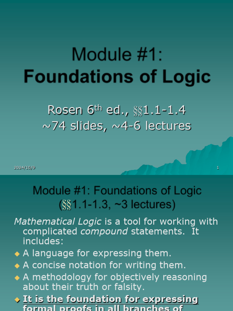 Module 1 Logic Pdf Mathematical Logic Logic 