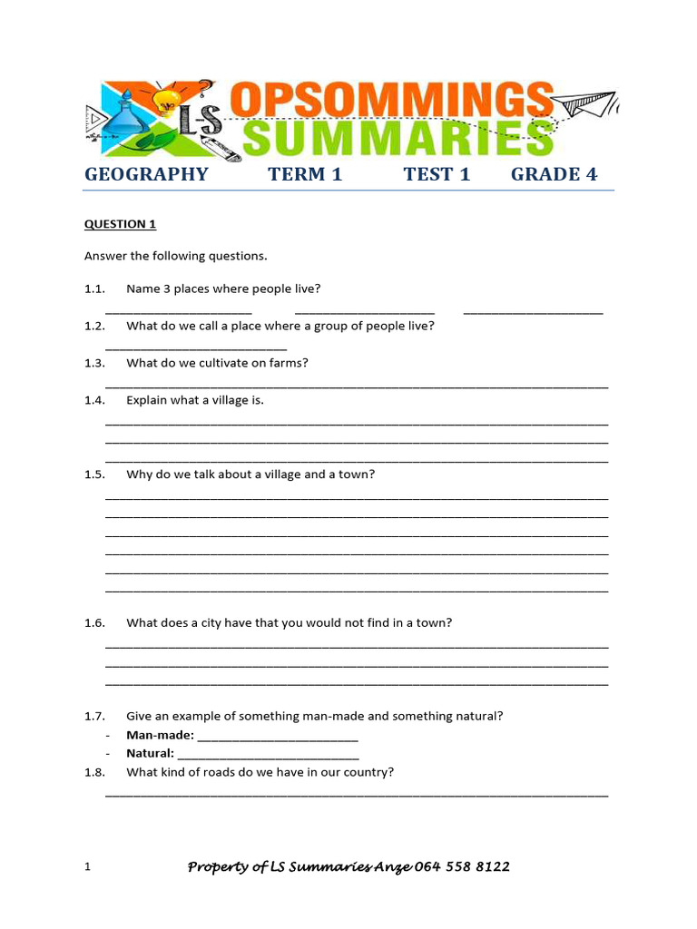 GEO-GRADE-4-TEST-EXAMPLE | PDF | Road