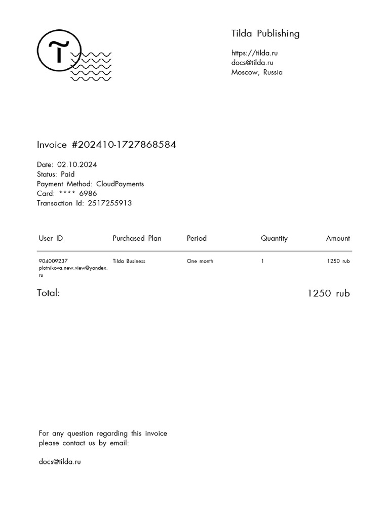 Invoice TildaPublishing | PDF