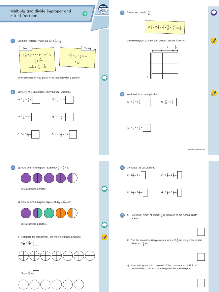 Y8 Autumn Block 3 WO9 Multiply and Divide Improper and Mixed Fractions ...