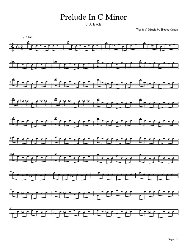 Bach Prelude in C Minor Sheet Music | PDF