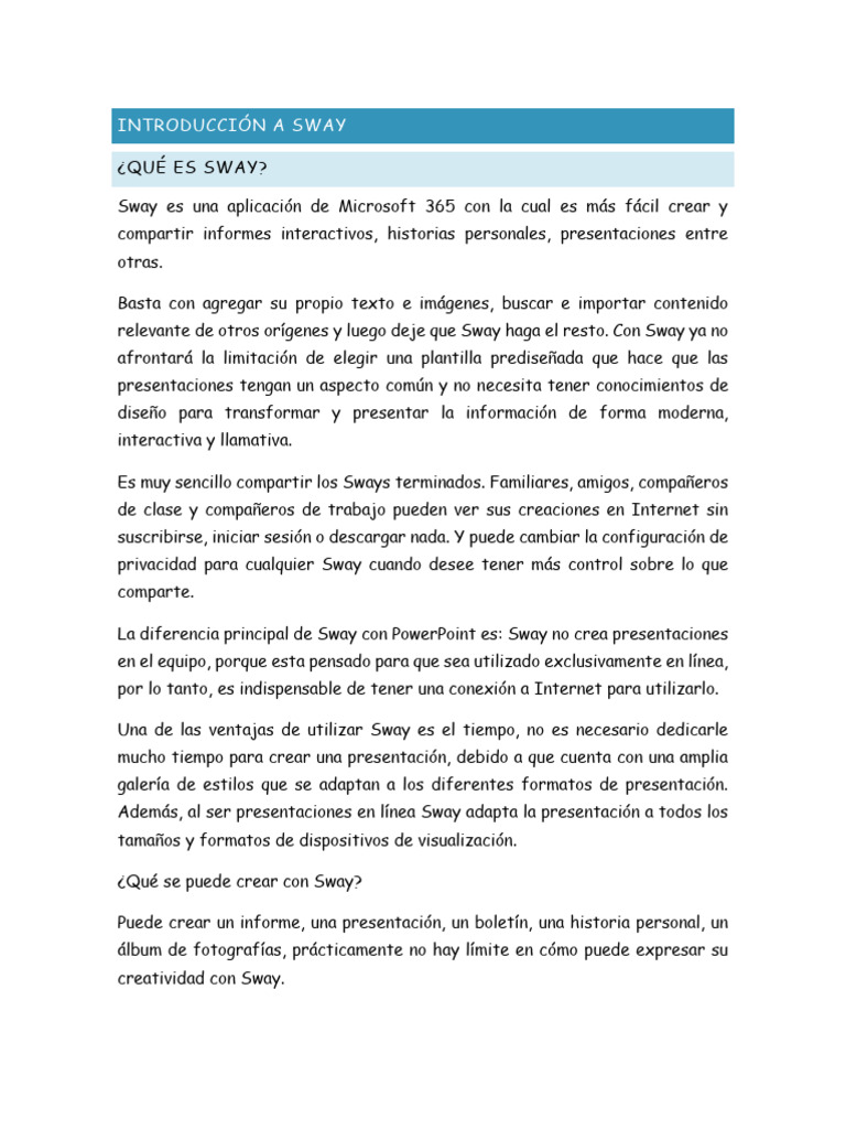 Guía Completa de Microsoft Sway | PDF | Ventana (informática) | Internet