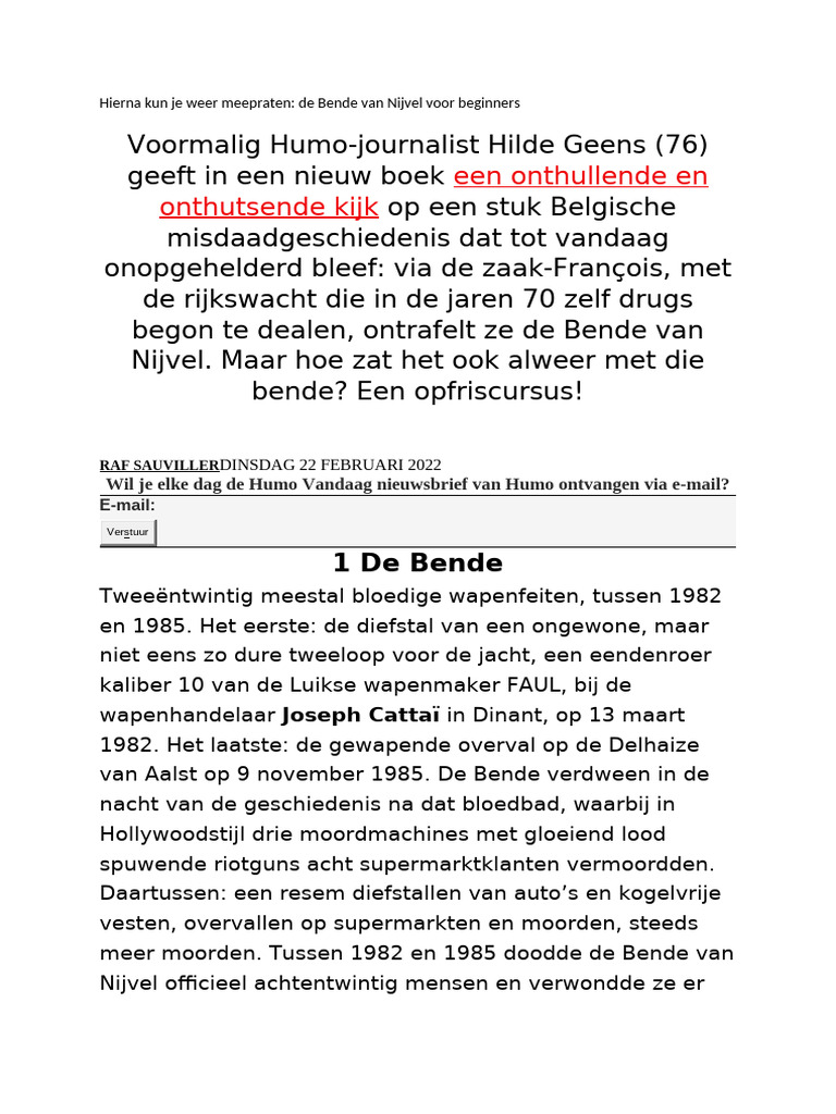 Hierna Kun Je Weer Meepraten de Bende Van Nijvel Voor Beginners | PDF