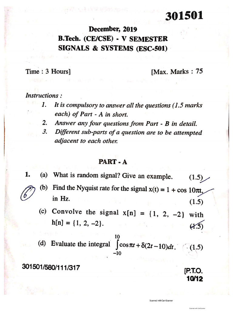 Signal & System PYQs CSE | PDF