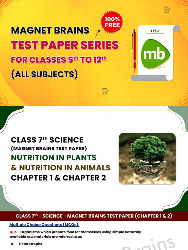 Class 7th - Science MCQS - (Magnet Brains Test Paper) Chapter 1 ...
